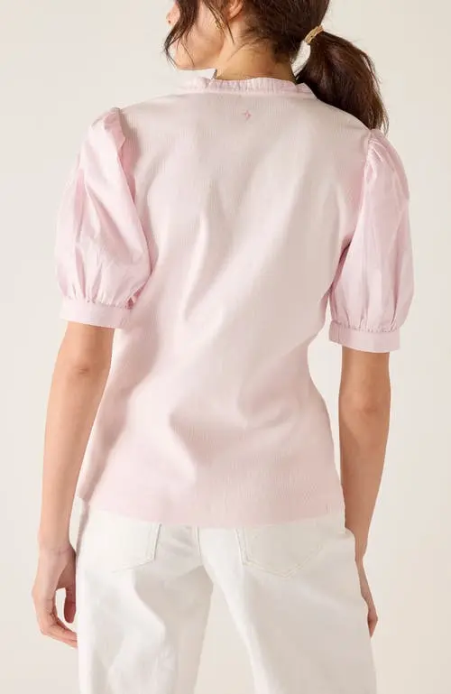 VOYAGEUR BY MERSEA Earhart Ribbed Henley Top - Water Lily
