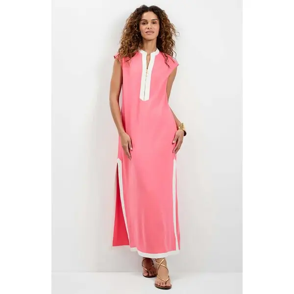 Trina Turk Nuvola Zip-front Midi Dress - Corso Coral