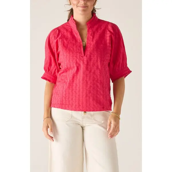 VOYAGEUR BY MERSEA V-neck Top With Puff Sleeves