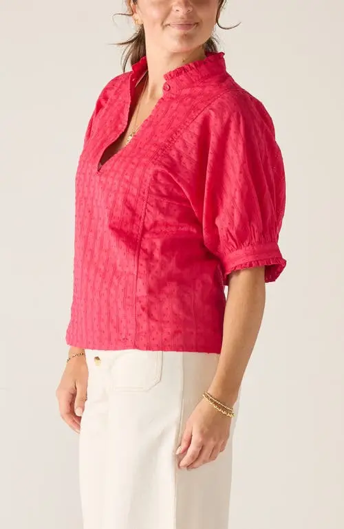 VOYAGEUR BY MERSEA V-neck Top With Puff Sleeves
