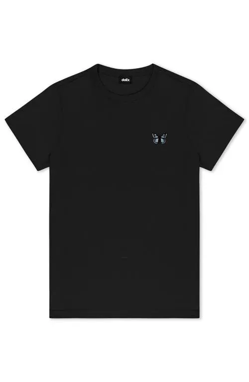 DALIX Butterfly Short Sleeve Cotton T-shirt - Black