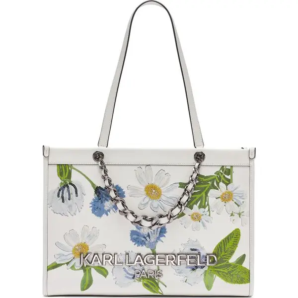 Karl Lagerfeld Paris Savoie Floral Embroidery Tote - White Multi