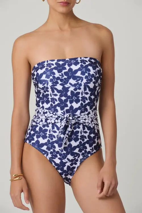 Shoshanna Stencil Floral Tie Belt One-piece