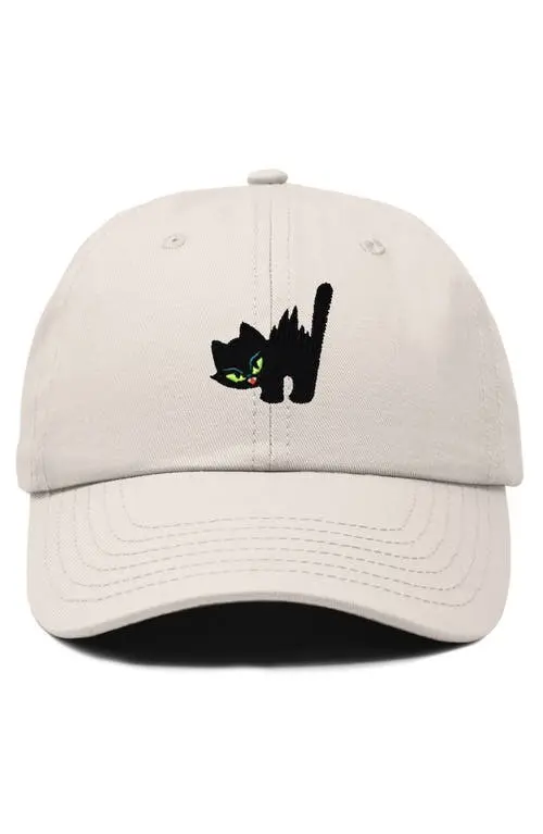 DALIX Embroidered Cat Dad Cap - Beige