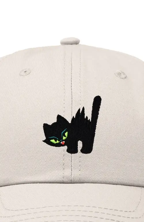 DALIX Embroidered Cat Dad Cap - Beige
