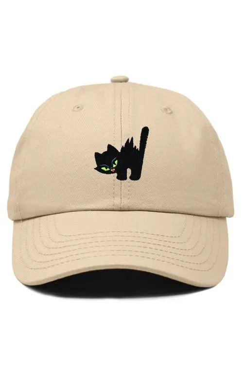 DALIX Embroidered Cat Dad Cap - Khaki