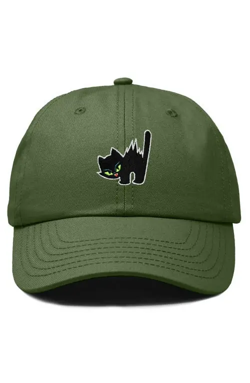 DALIX Embroidered Cat Dad Cap - Olive