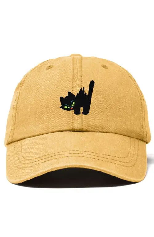 DALIX Embroidered Cat Dad Cap - Washed Gold