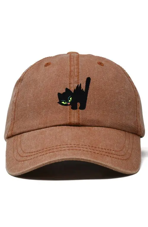 DALIX Embroidered Cat Dad Cap - Washed Orange