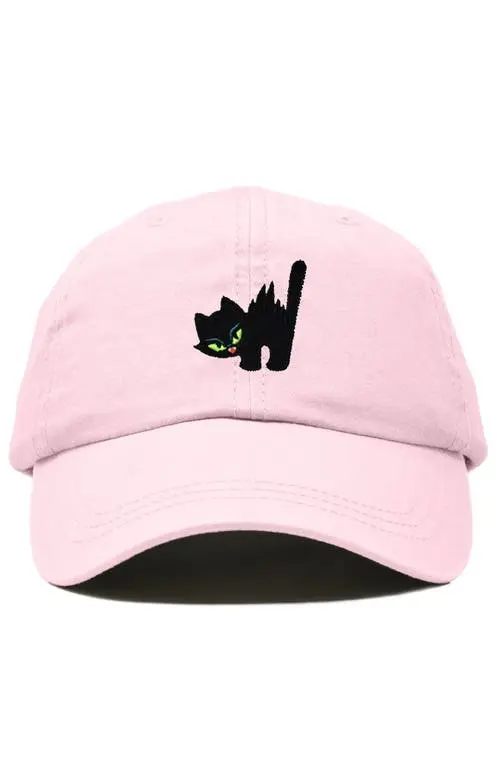 DALIX Embroidered Cat Dad Cap - Washed Pink