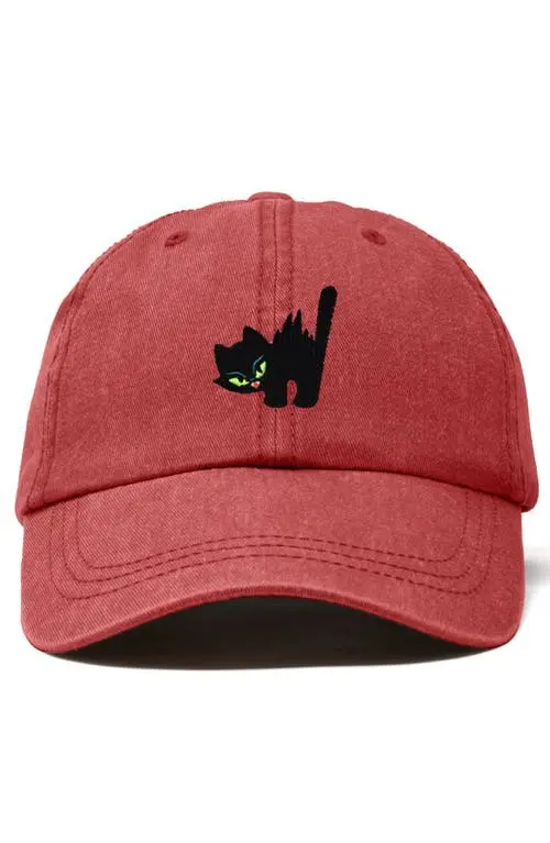 DALIX Embroidered Cat Dad Cap - Washed Red
