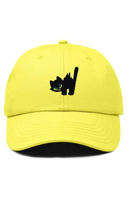 DALIX Embroidered Cat Dad Cap - Yellow