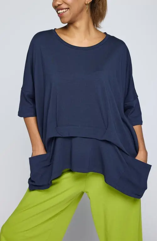 LUUKAA Solene Layered Jersey Tunic - Navy