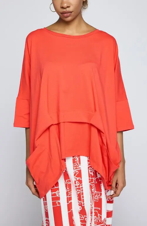 LUUKAA Solene Layered Jersey Tunic - Vermillion