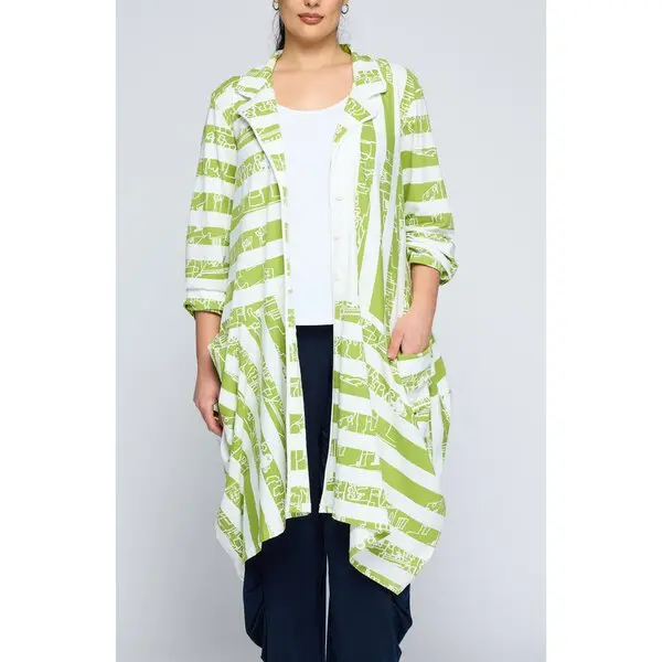 LUUKAA Vespera Striped Voluminous Jacket - Lime