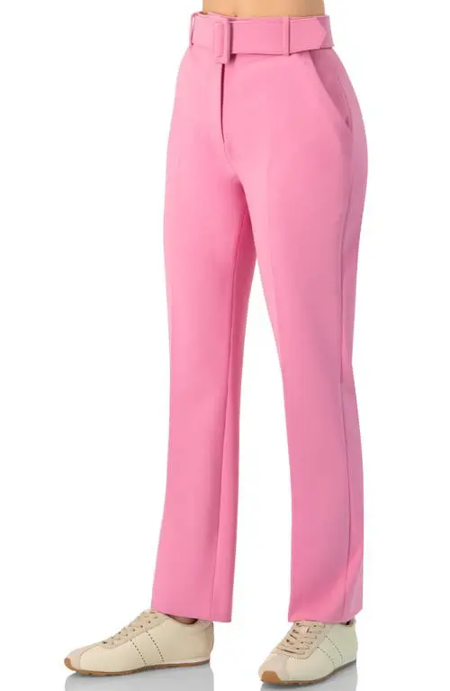 IVONNE Tailored Straight-leg Pants With Belt - Pink