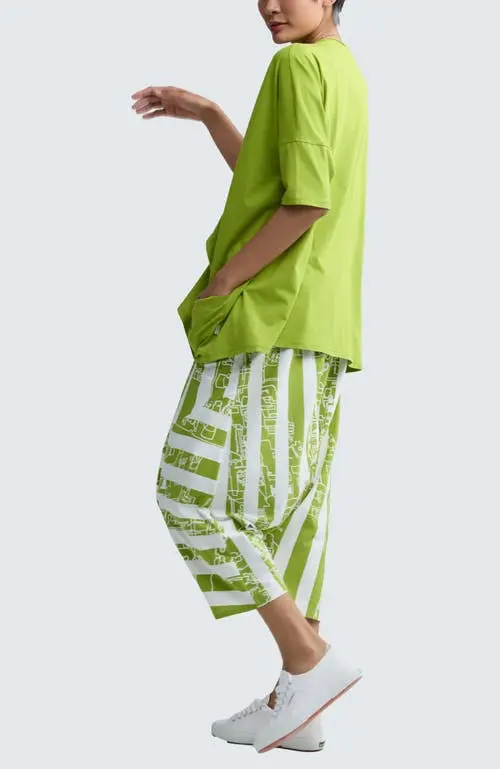 LUUKAA Striped Jersey Harem Pants - Lime