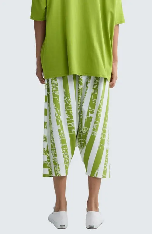 LUUKAA Striped Jersey Harem Pants - Lime