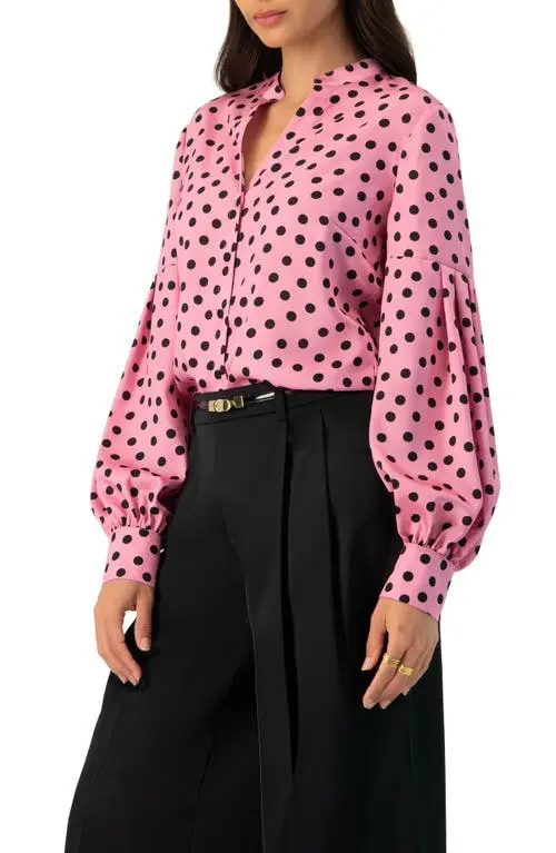 IVONNE Polka Dot Long Sleeve Blouse