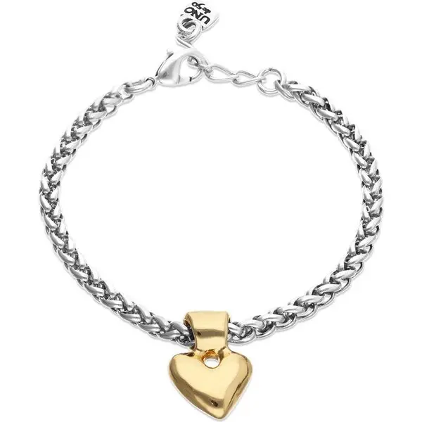 UNODE50 Sterling Silver Plated Chain Bracelet With Gold Heart - Silver And Gold