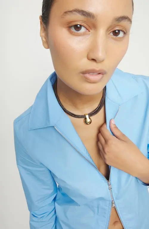 UNODE50 Leather Necklace With 18k -plated Dial Pendant - Gold