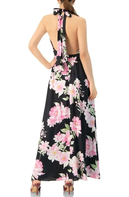IVONNE Floral Halter Neck Backless Maxi Dress