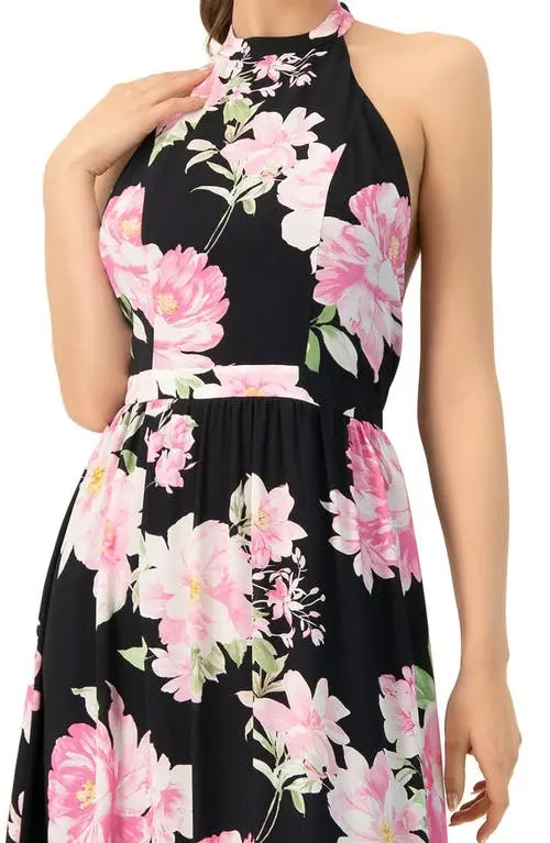IVONNE Floral Halter Neck Backless Maxi Dress