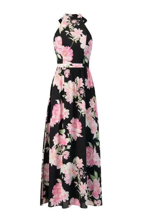 IVONNE Floral Halter Neck Backless Maxi Dress