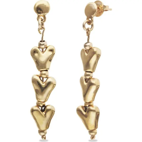 UNODE50 Long Earrings With Hearts Plated In 18k - Gold
