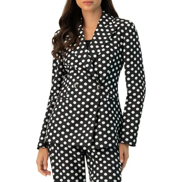 IVONNE Double-breasted Blazer With Polka Dots - Black