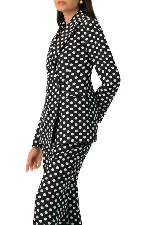 IVONNE Double-breasted Blazer With Polka Dots - Black
