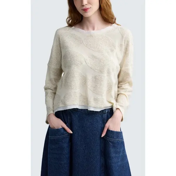LUUKAA Riley Textured Hemp & Cotton Jacquard Blouse - Nature