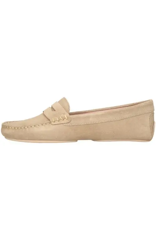 Pretty Ballerinas Suede Driving Moccasins - Beige