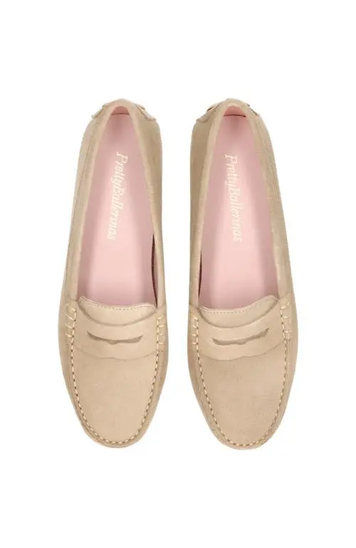 Pretty Ballerinas Suede Driving Moccasins - Beige