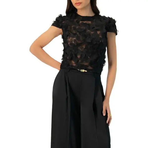 IVONNE Drop Shoulder Fantasy Top - Black