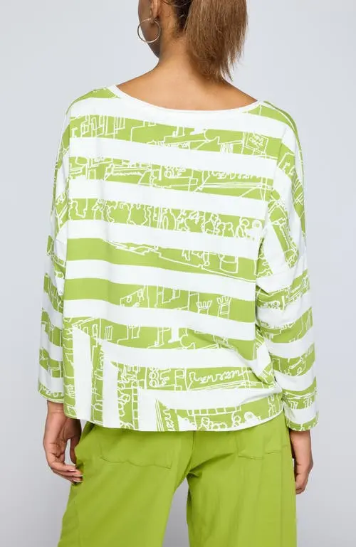LUUKAA Astraea Striped Cotton Jersey Blouse - Lime