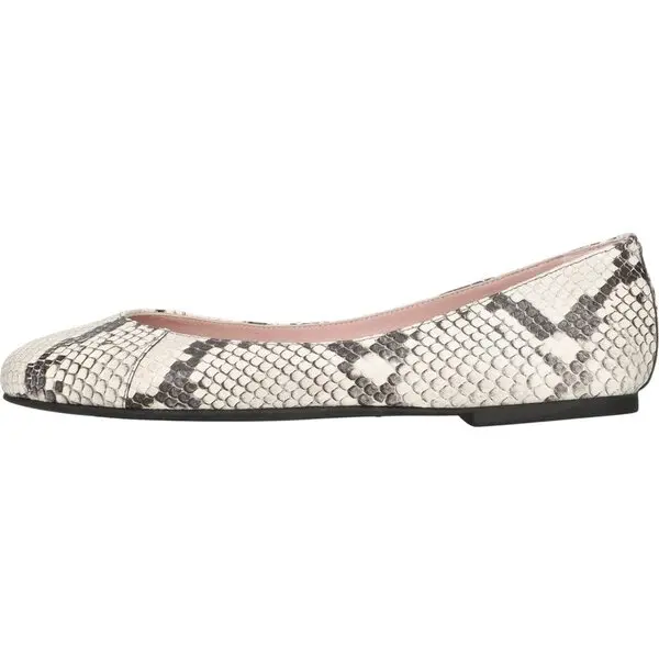 Pretty Ballerinas Round Toe Snakeskin Ballet Flats - Ivory