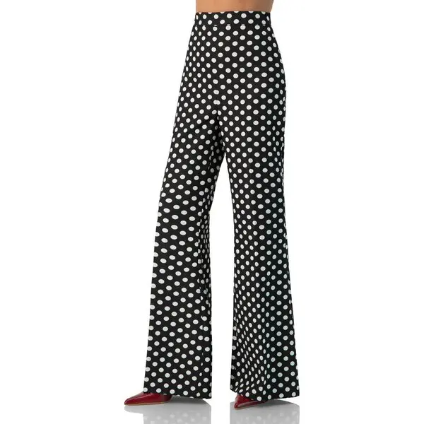 IVONNE Polka Dot Flared Pants - Black