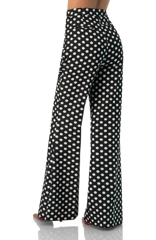 IVONNE Polka Dot Flared Pants - Black