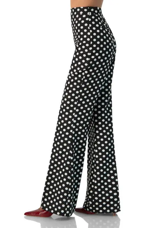 IVONNE Polka Dot Flared Pants - Black