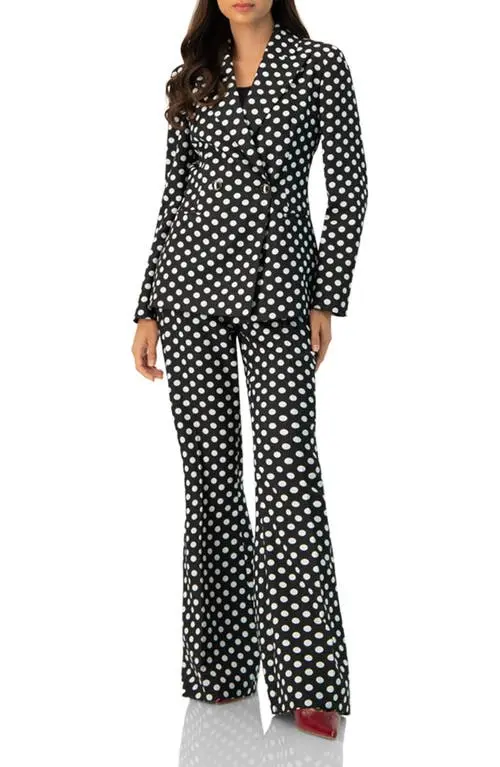 IVONNE Polka Dot Flared Pants - Black