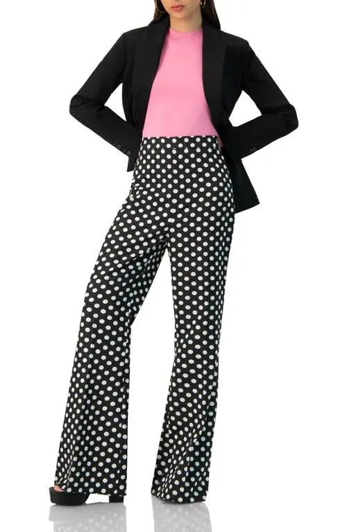 IVONNE Polka Dot Flared Pants - Black