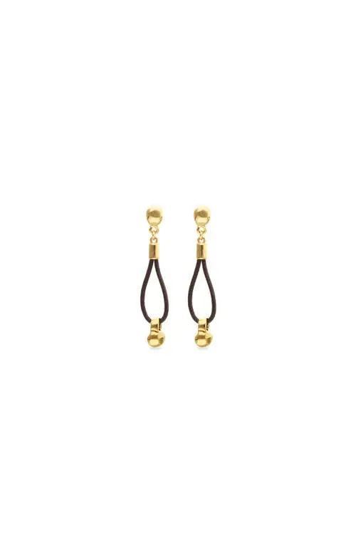 UNODE50 Long Leather Earrings With 18k -plated Dial Detail - Gold