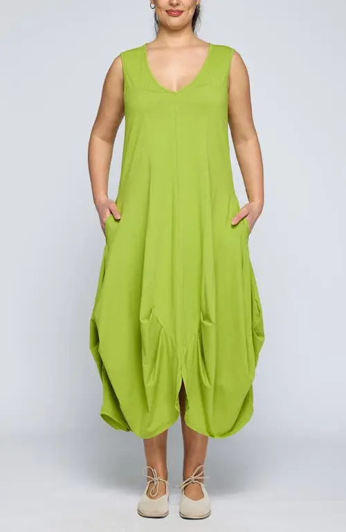 LUUKAA Calista Voluminous Jersey Dress - Lime