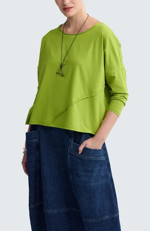 LUUKAA Cerys Asymmetric Jersey Blouse - Lime