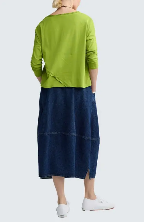 LUUKAA Cerys Asymmetric Jersey Blouse - Lime