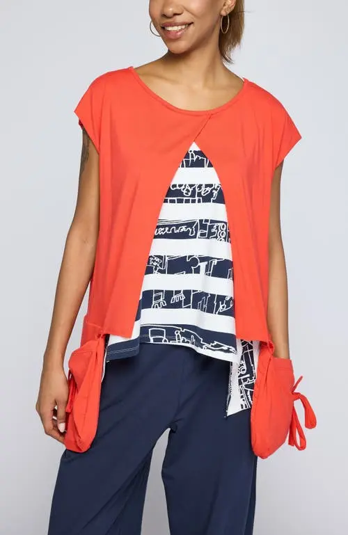 LUUKAA Elodie Boxy Jersey Blouse - Vermillion