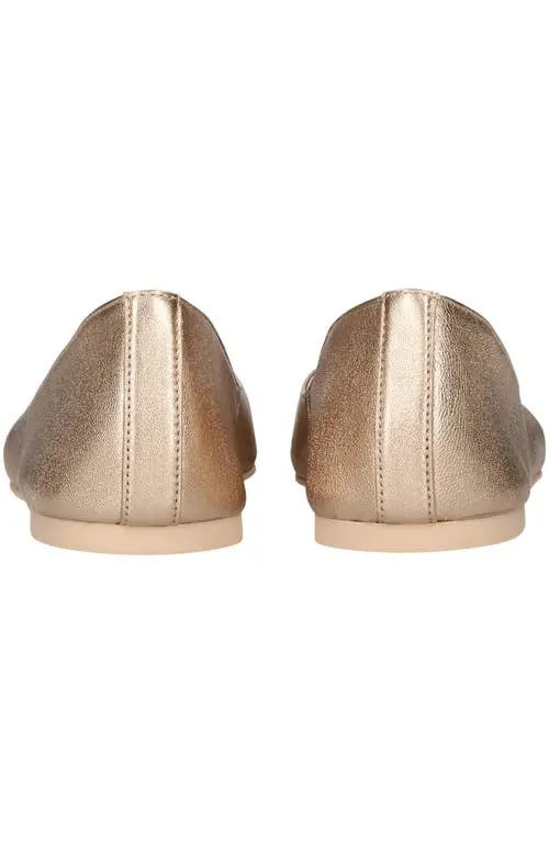 Pretty Ballerinas Round Toe Metallic Ballerina Flat - Gold