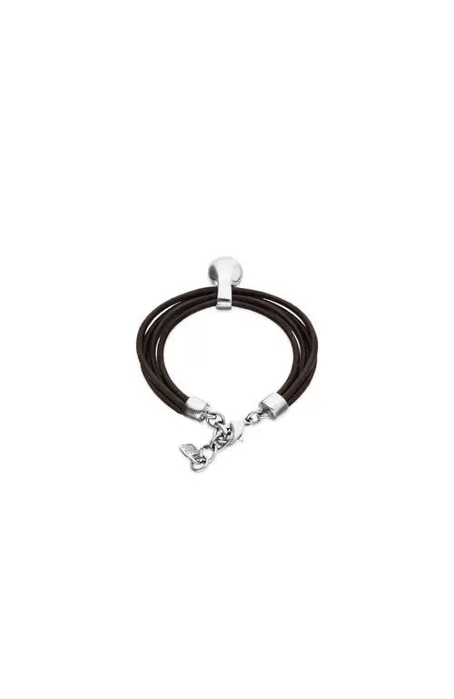 UNODE50 Leather Bracelet With Sterling -plated Dial - Silver