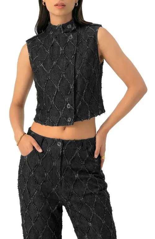 IVONNE Distressed Denim Button Vest